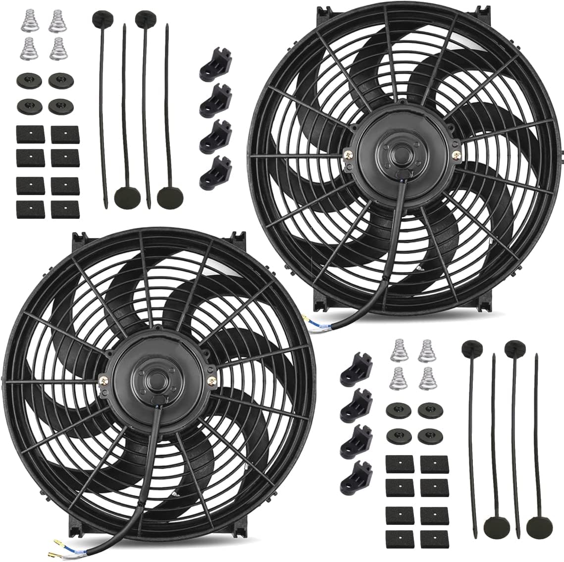 American Volt Dual 14" Inch Electric Fans 12v Auto Radiator Cooler Fan ...