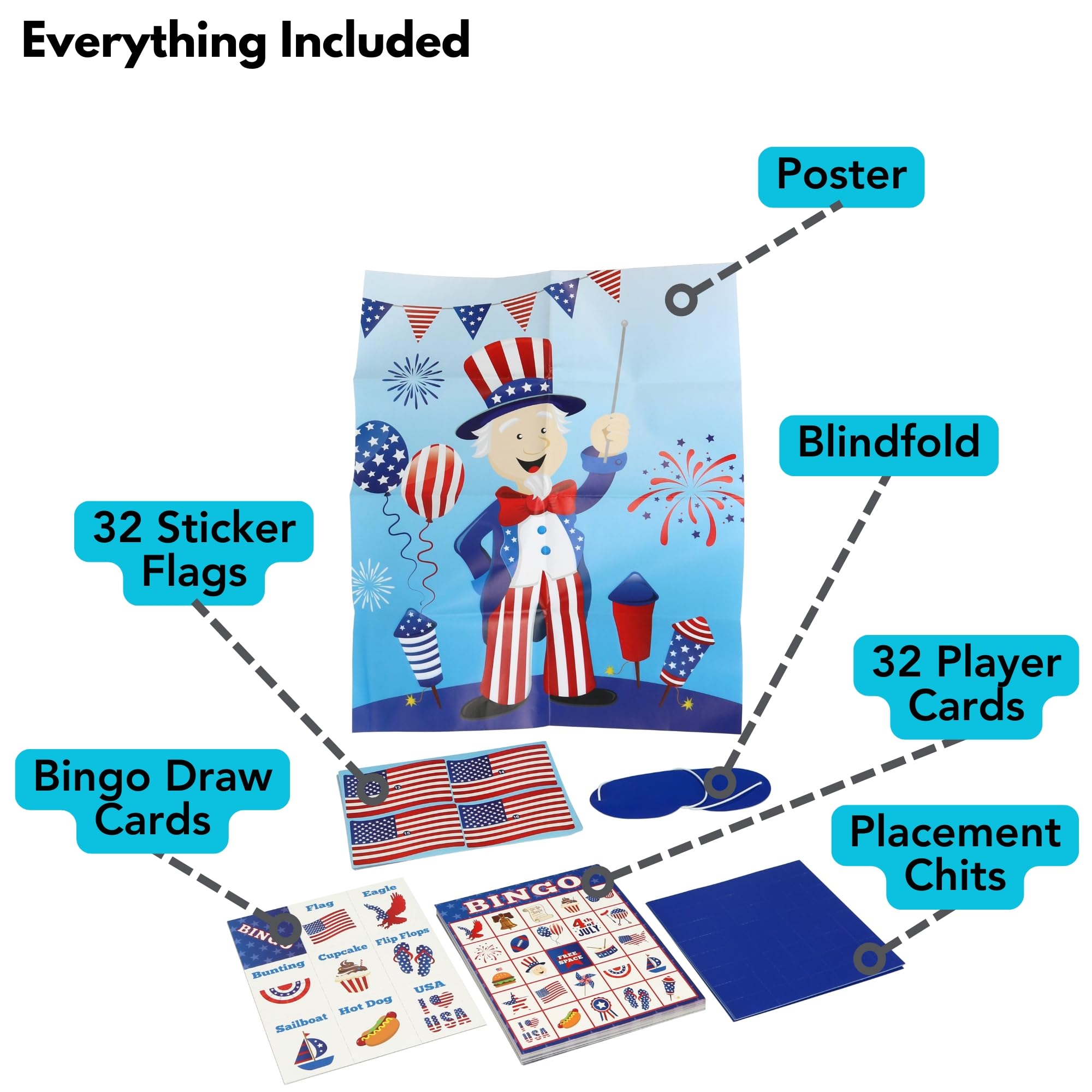 Snapklik.com : Iconikal 32 Player Bingo Game Set, Patriotic, American ...