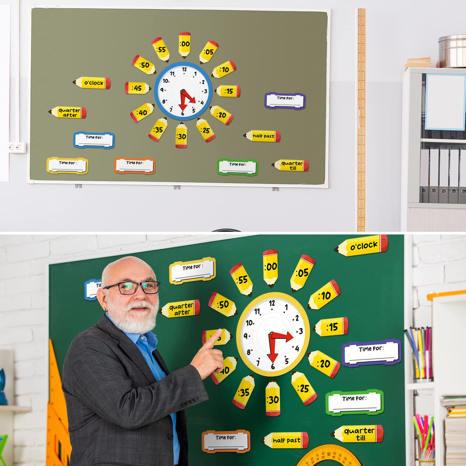 Snapklik.com : 45 Set Telling Time Bulletin Board Clock Labels For ...