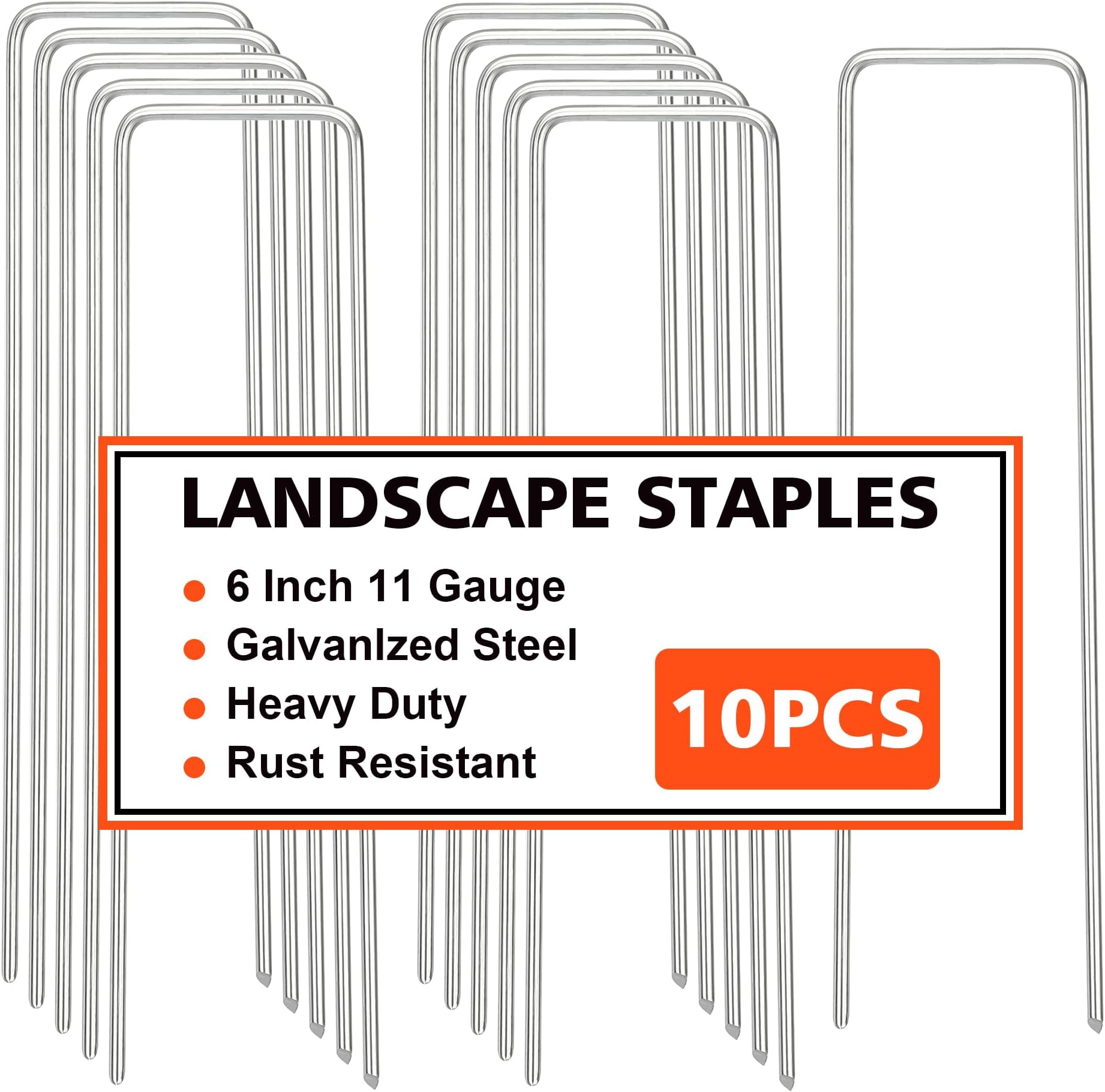 Amazon.com : 50Pcs 6 Inch Garden Landscape Staples Galvanized Pins Lawn ...