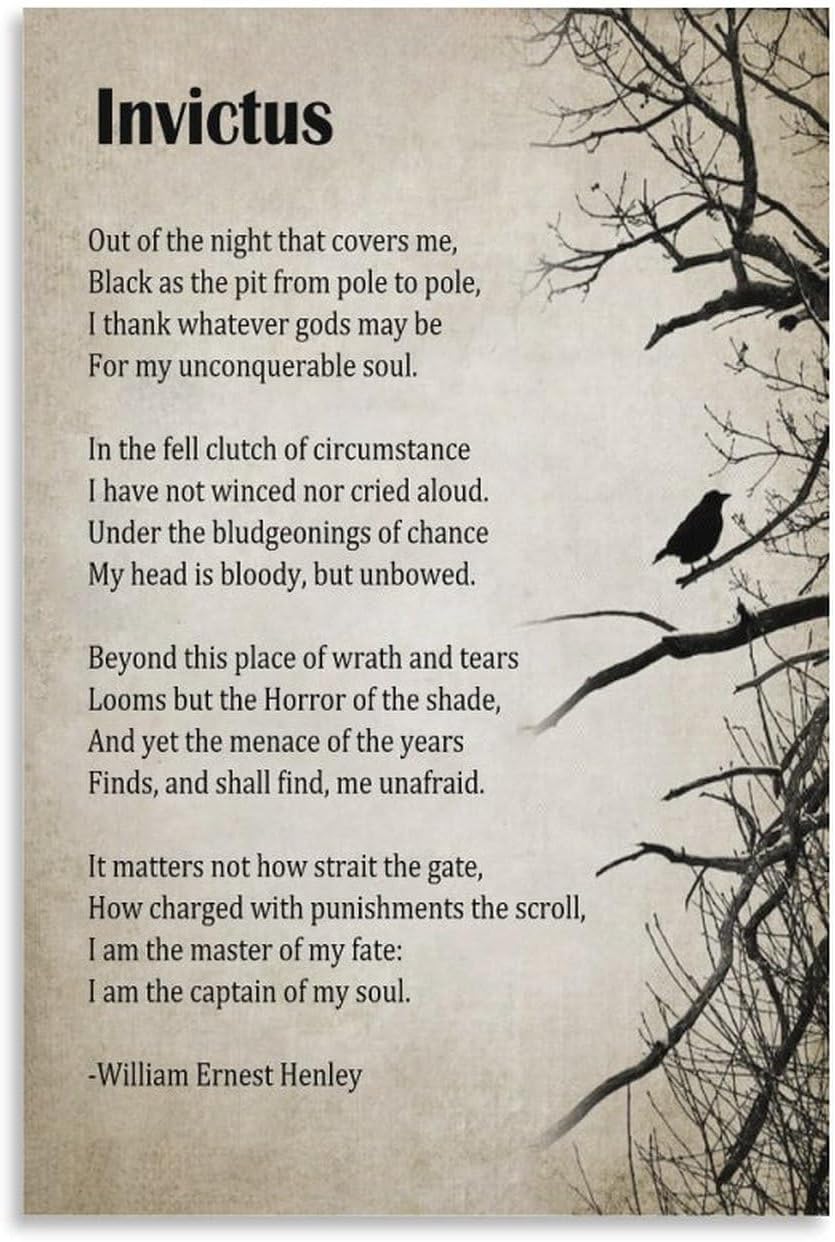 FOLIUMK Invictus Poem Poster Wall Art by William Ernest Henley ...