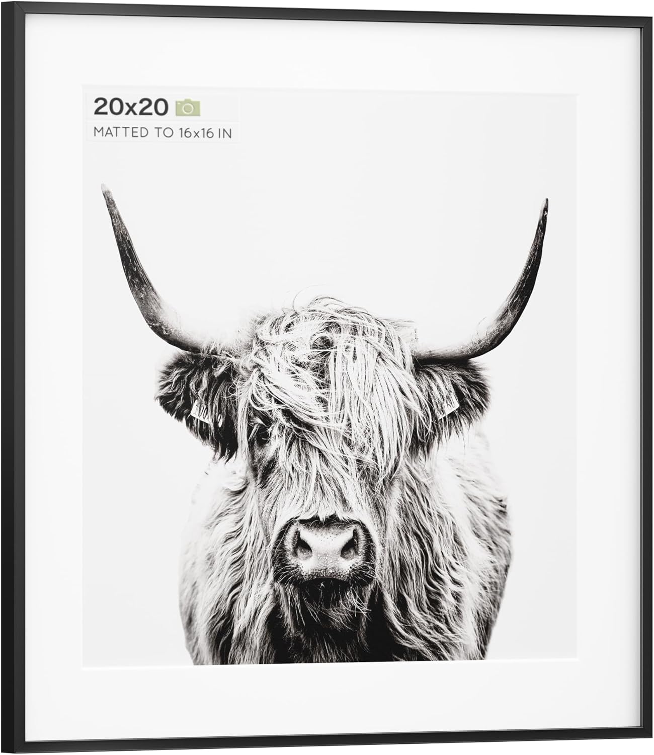 Amazon.com - Homeforia 20x20 Black Frame Matted to 16x16 - Metal 20 x ...