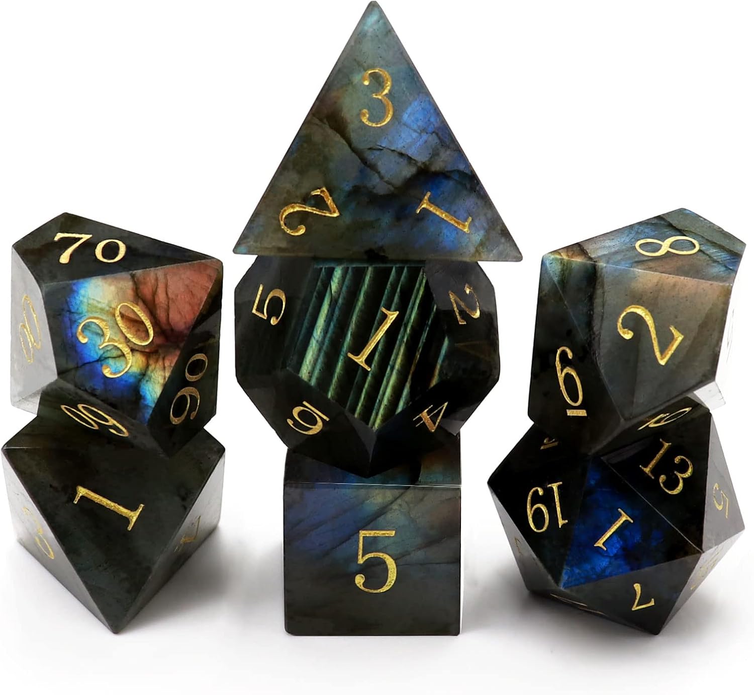 Amazon.com: Haxtec Moonstone Dice Labradorite Gemstone Polyhedral DND ...