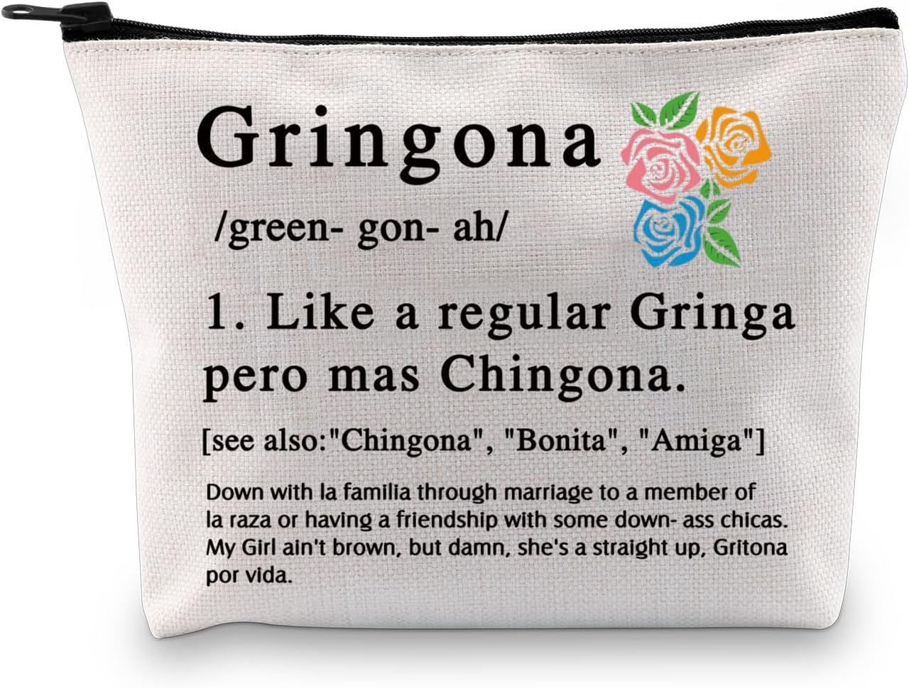 Amazon.com: XYANFA Gringona Vintage Definition Chingona Makeup Bag ...
