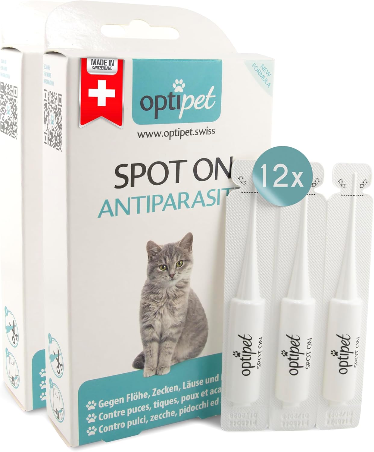 OptiPet Spot On Pipetten für Katzen 12x1ml - Hochwirksame Tropfen gegen ...