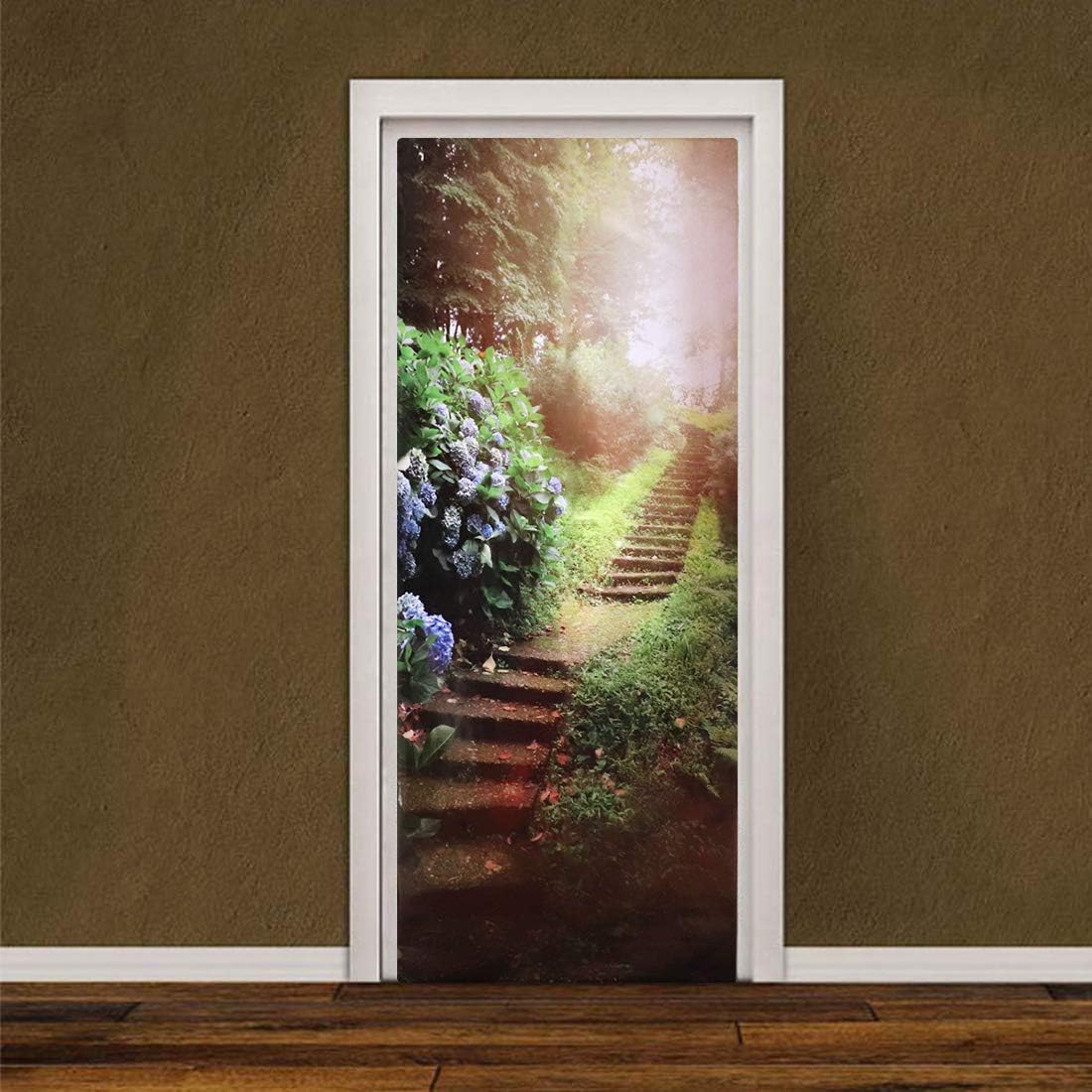 Amazon.com: MINYULUA 3D Door Stickers Landscape Decor Forest Sunshine ...