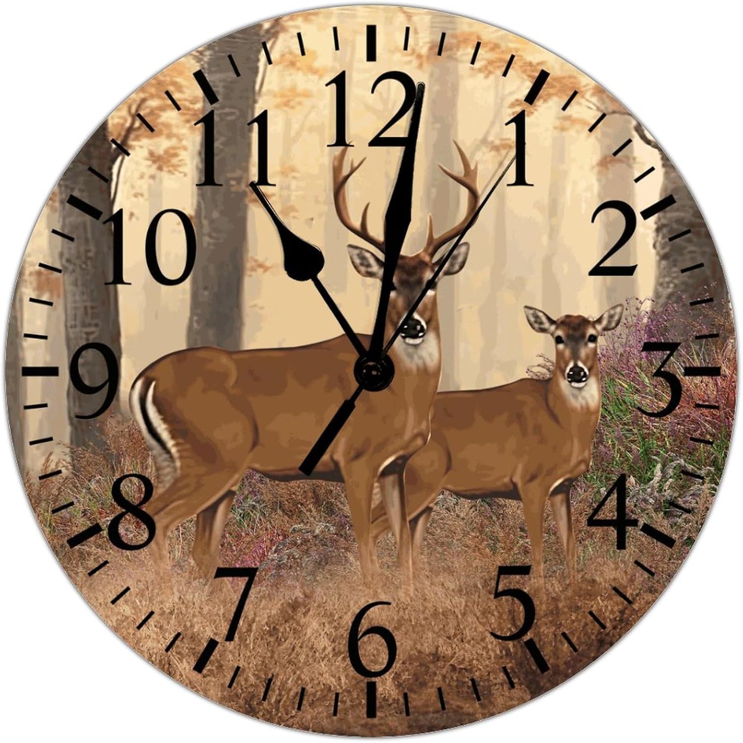 Amazon.com: UanMere Wooden Wall Clocks Deer Clocks Farmhouse Quartz ...