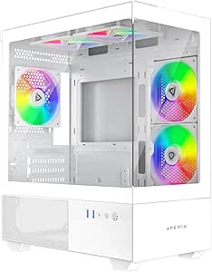 Apevia Phantom-WH Phantom Micro-ATX Dual-Chamber Gaming PC Case w/ 5X ...