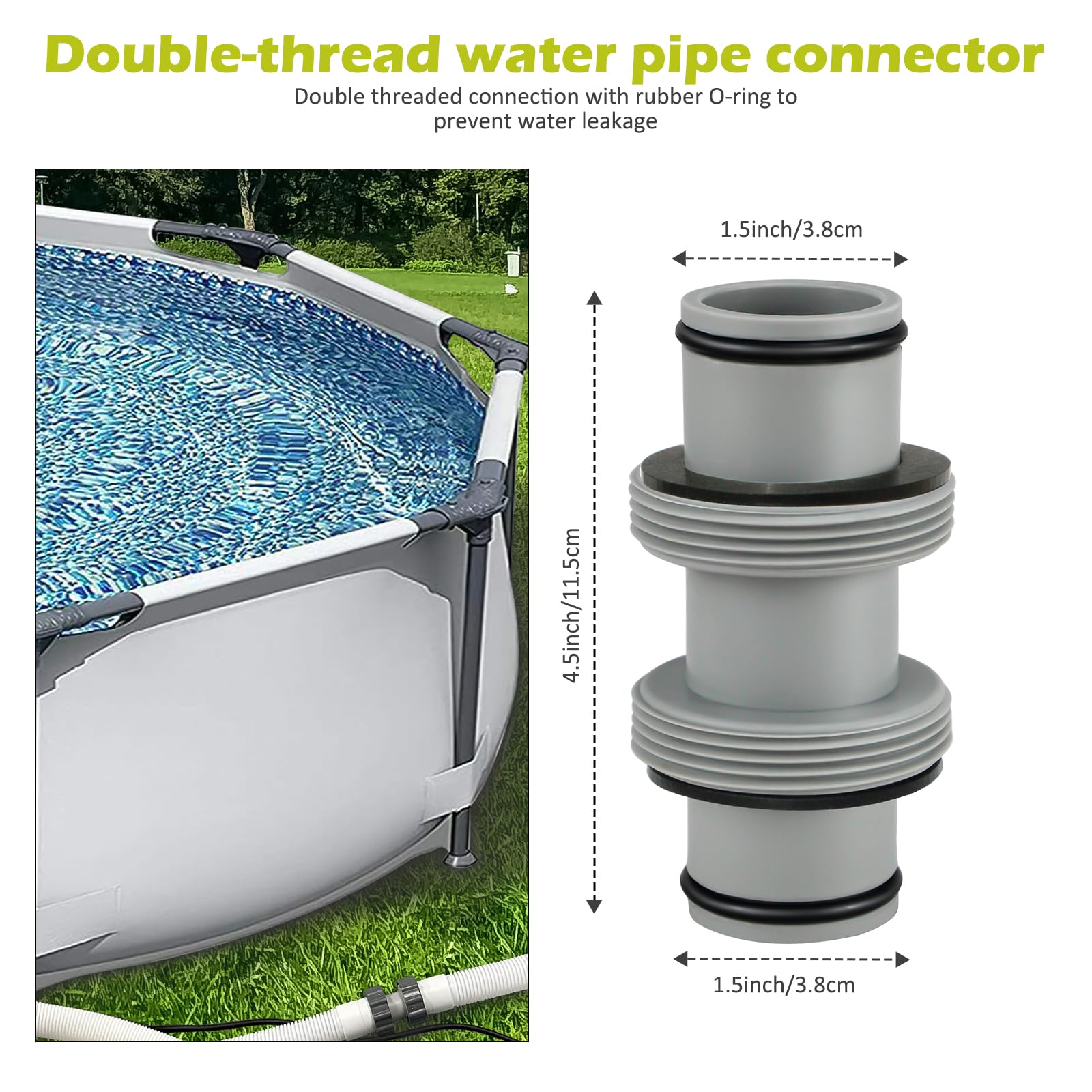 Snapklik.com : Filter Pump Hose Connector, Pool Hose Connector 1.5 To 1 ...