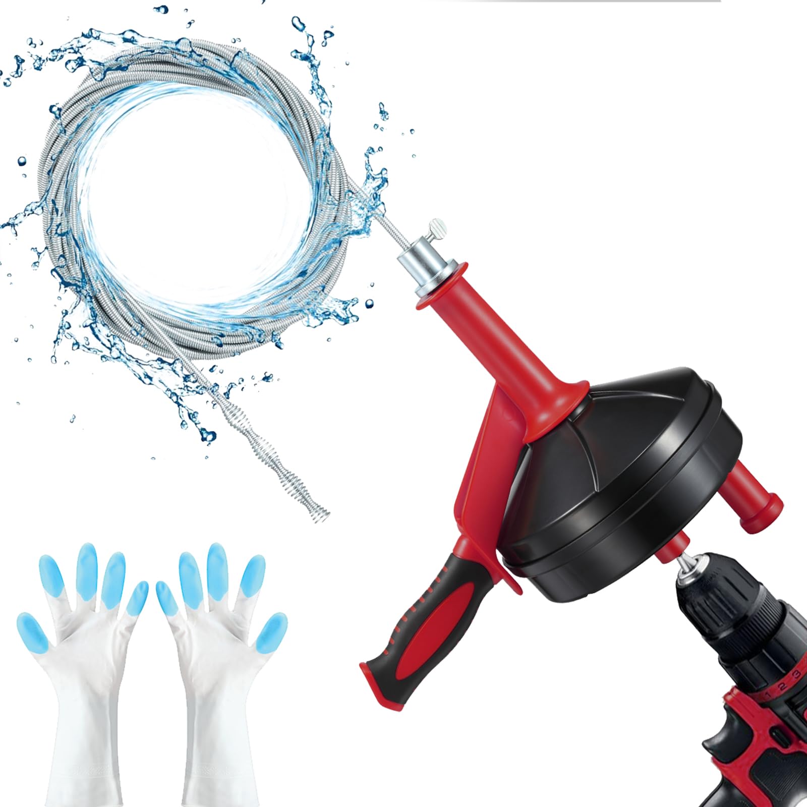Drain Auger, Breezz Clog Remover with Drill Adapter, 25 Feet Flexible ...