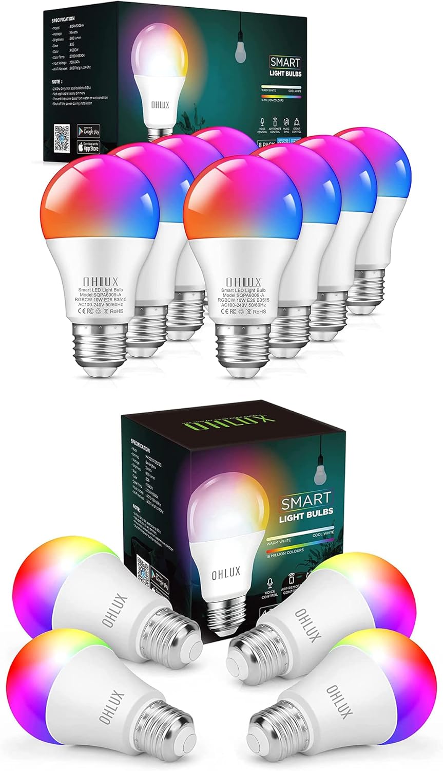OHLUX 10w Smart Light Bulbs and 9w Smart Light Bulbs Bundle Package ...