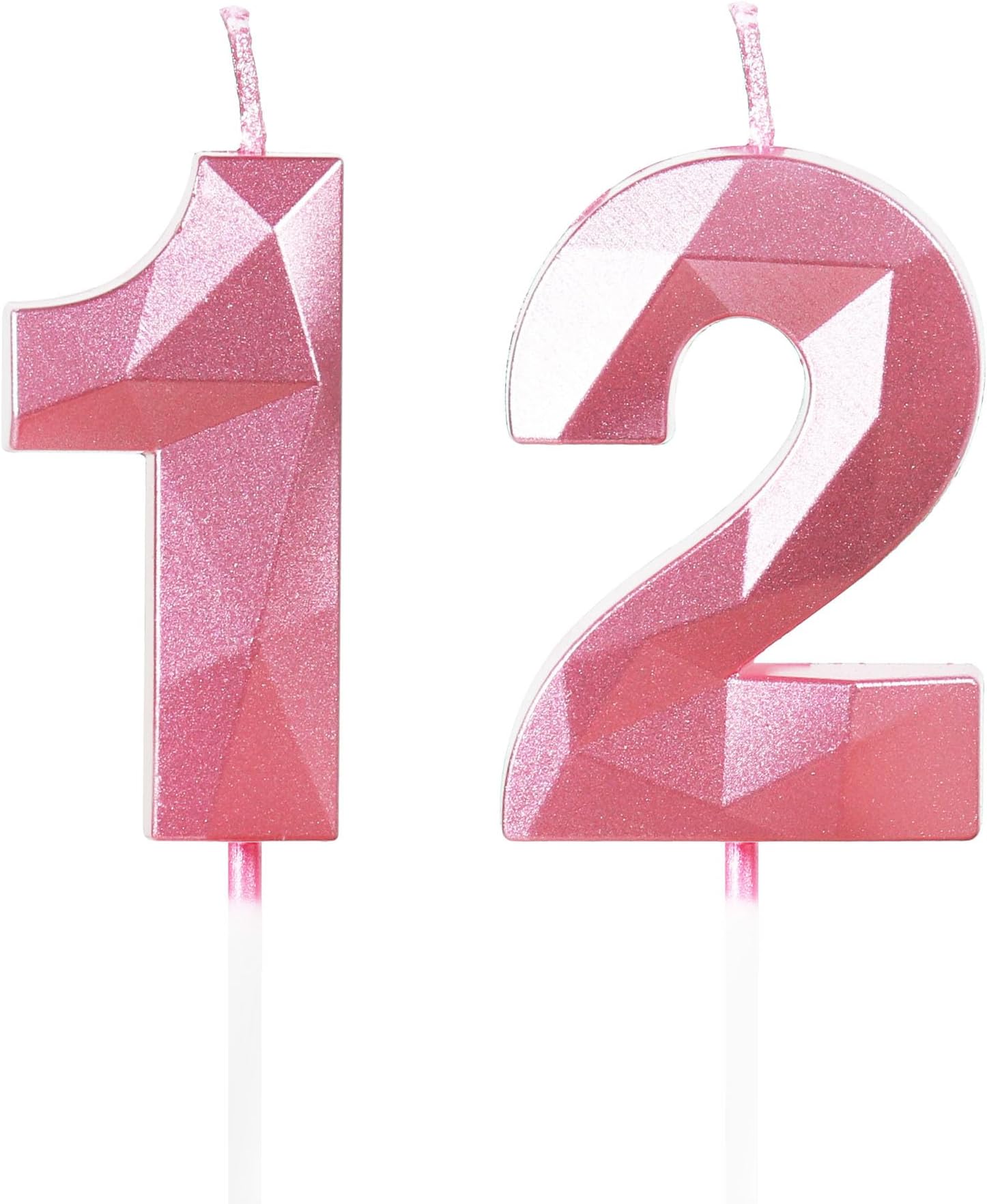 Amazon.com: Number 12 Candles,12th Birthday Candles,Pink Happy Birthday ...