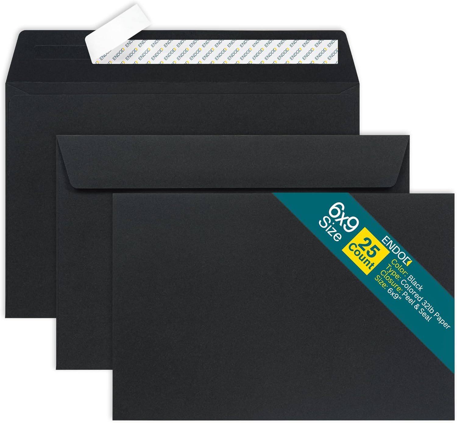 Amazon.com : 6x9 Black Envelopes Self Seal, 25/pack, Colored Envelopes ...