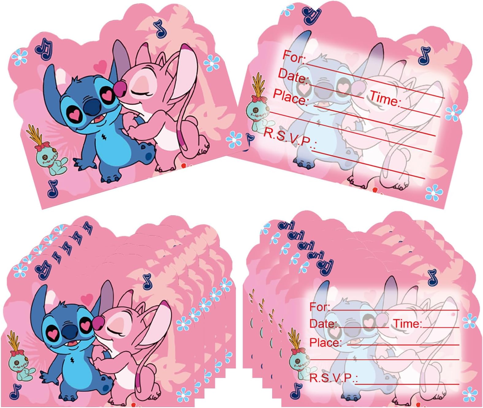 Amazon.com : Hysnol 20 Pcs Pink Stitch Party Invitation Cards, Girl ...