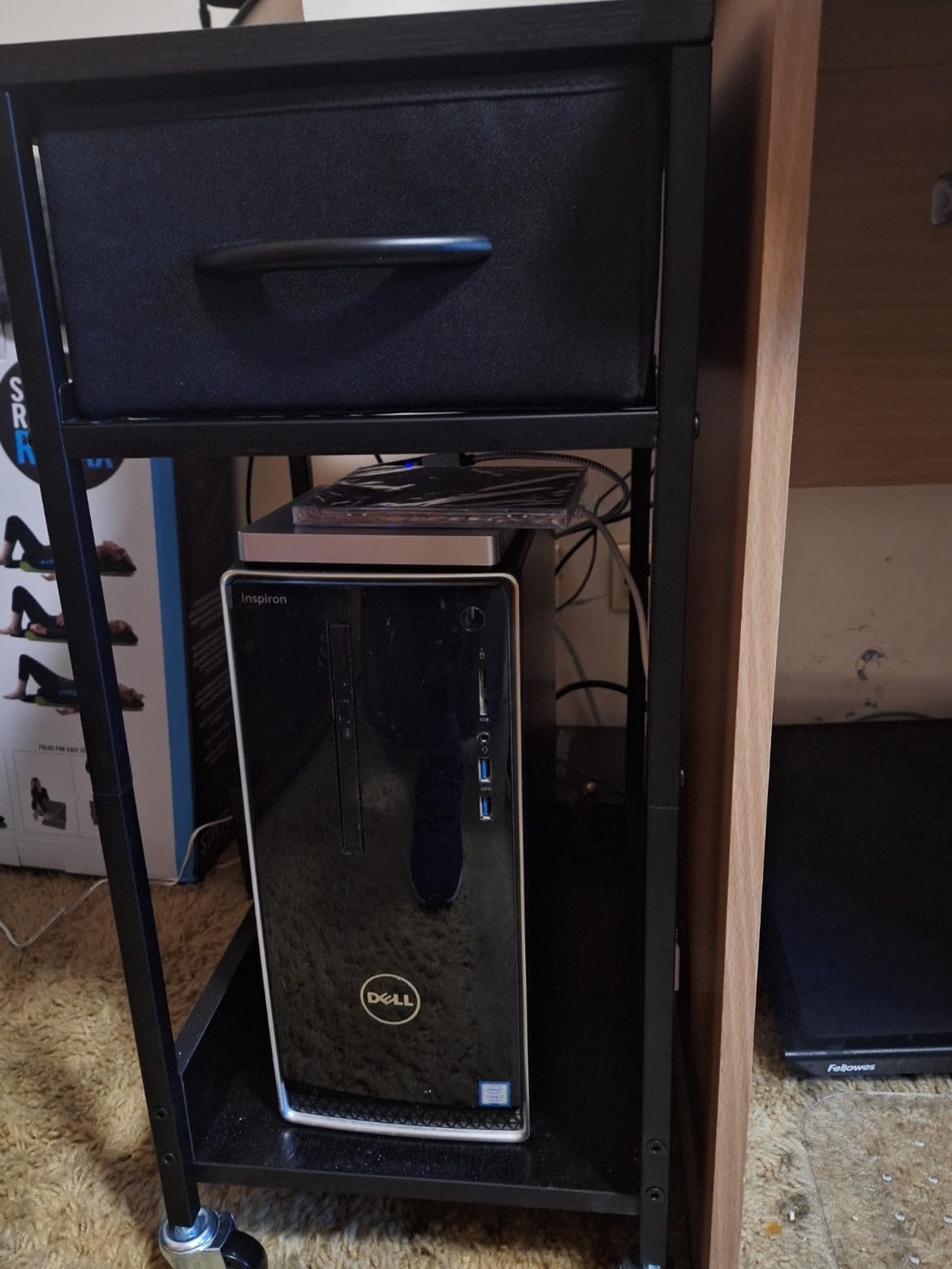 Kokorona Computer Tower Stand with Drawer Mobile PC Tower Stand for ...