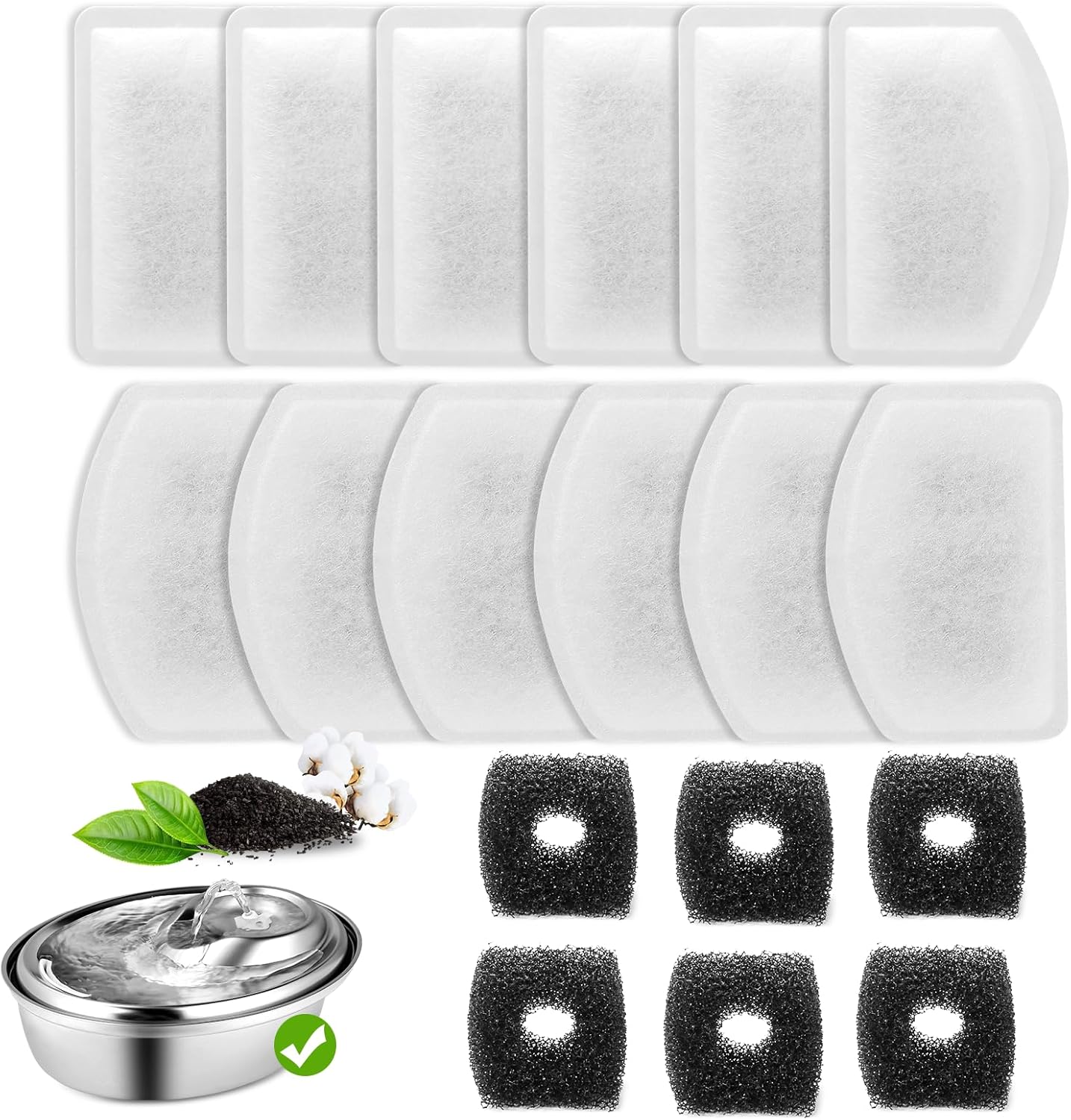 Amazon.com: Carcent Cat Water Fountain Filter Replacement for D60, 12 ...