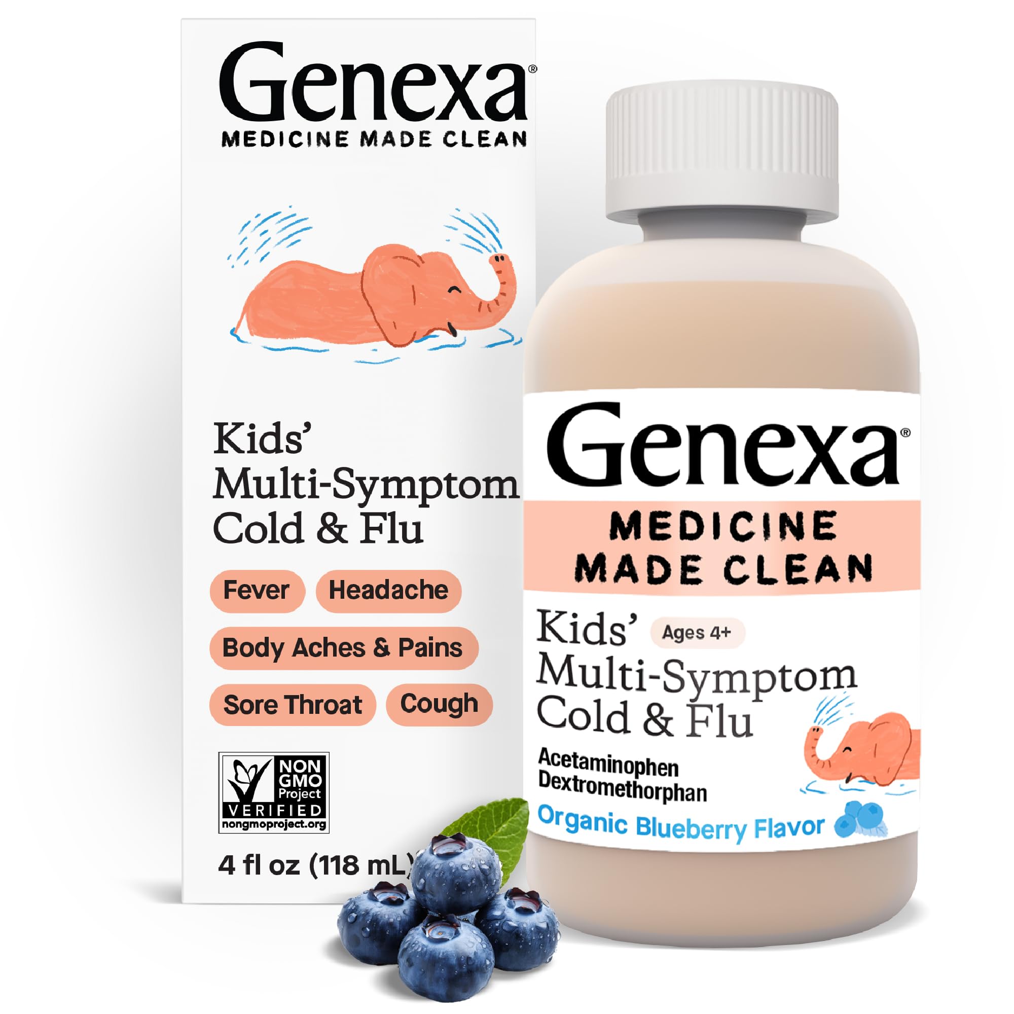 Amazon.com: Genexa Kids' Cold & Flu Multi-Symptom Relief, Dye Free, 0% ...