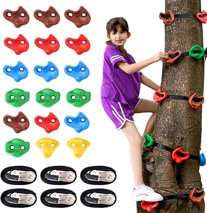 Amazon.com: 18 Ninja Tree Climbing Holds and 6 Sturdy Ratchet Straps ...
