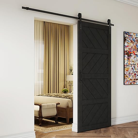 Amazon.com: ARKHJEM Sliding Barn Door 30”x84”, Black Barn Doors with ...