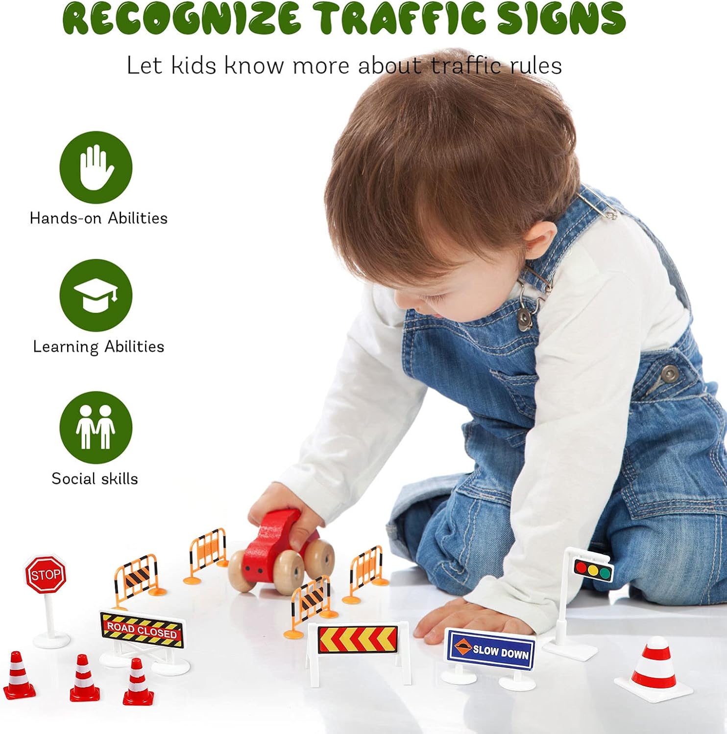 TOYANDONA 1 Set Play Traffic Signs, Street Road Signs Playset Traffic ...