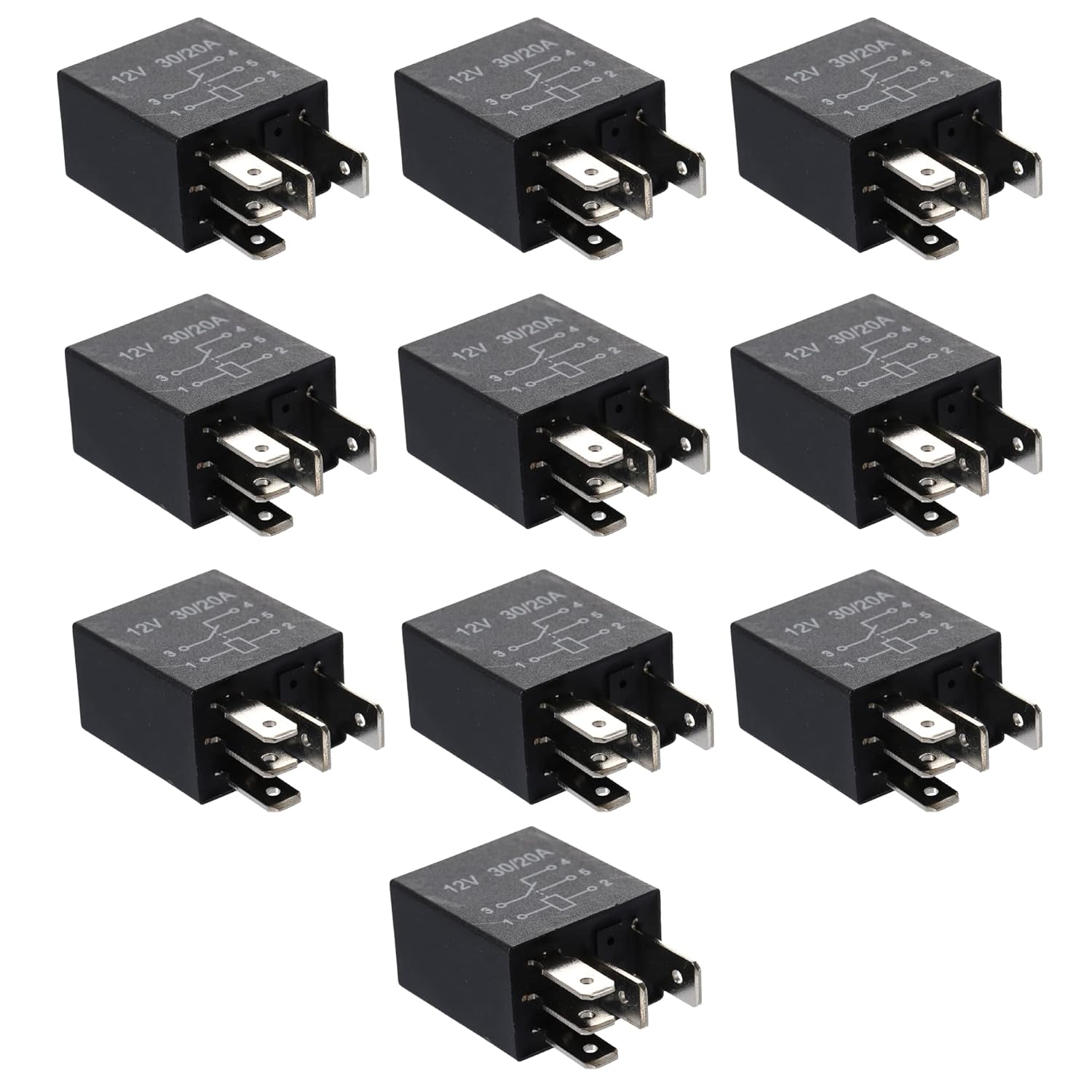 X AUTOHAUX 10 Pcs 5 Pin Universal Automotive SPDT Relay DC 12V 30A for ...