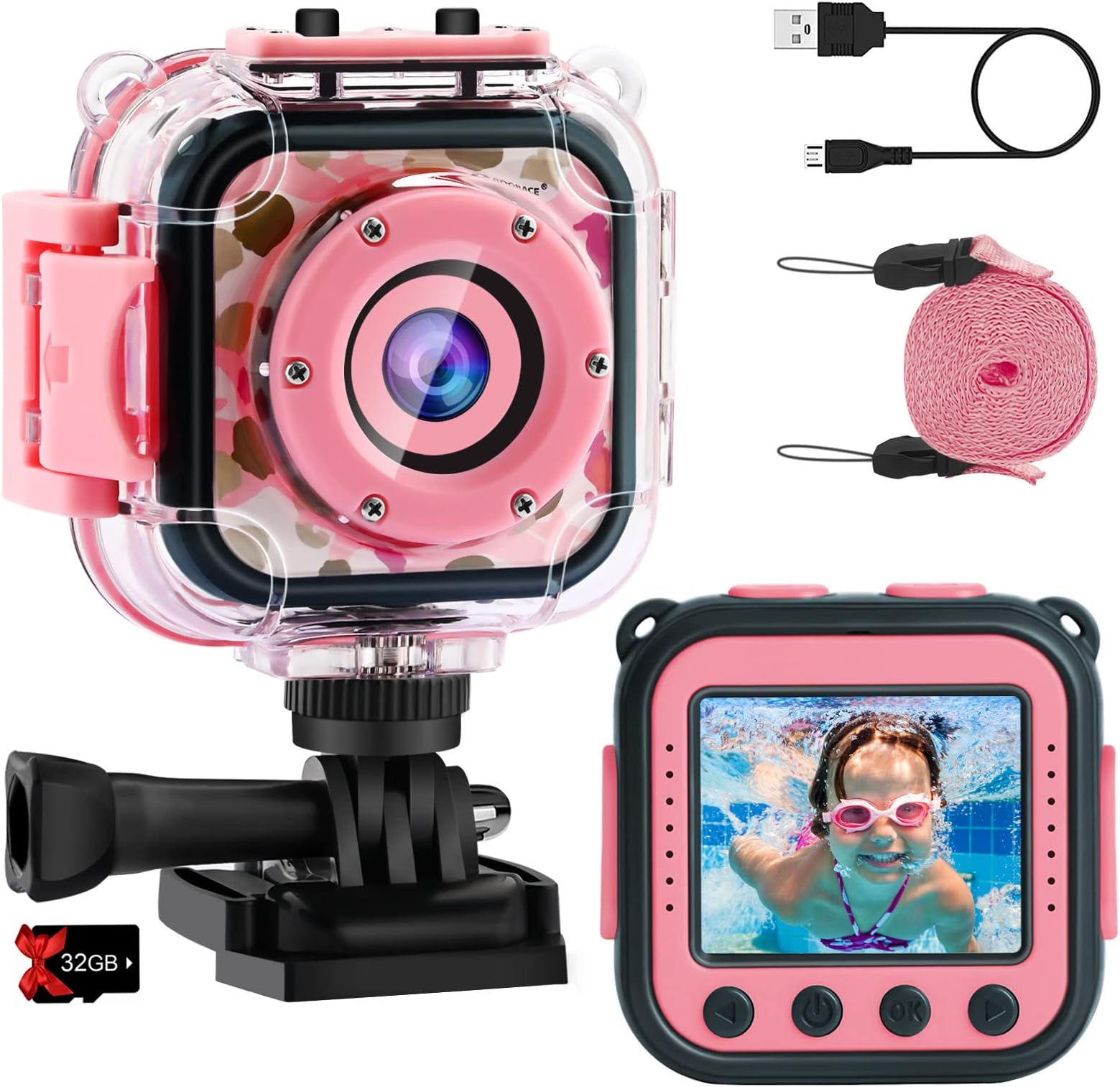 Amazon.com: PROGRACE Kids Camera Waterproof Gift Toy - Children Digital ...