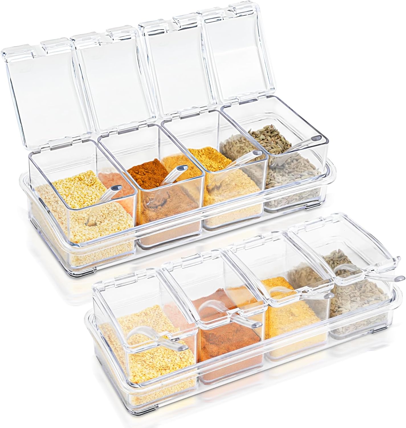 Amazon.com: SHAIDOJIO Clear Seasoning Box, 8 Pcs Spice Storage Pots ...