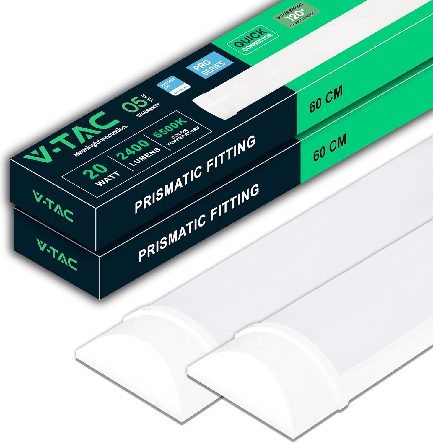 V-TAC 2x Plafoniera LED Lineare da Soffitto 60 CM - 20W - Chip Samsung ...