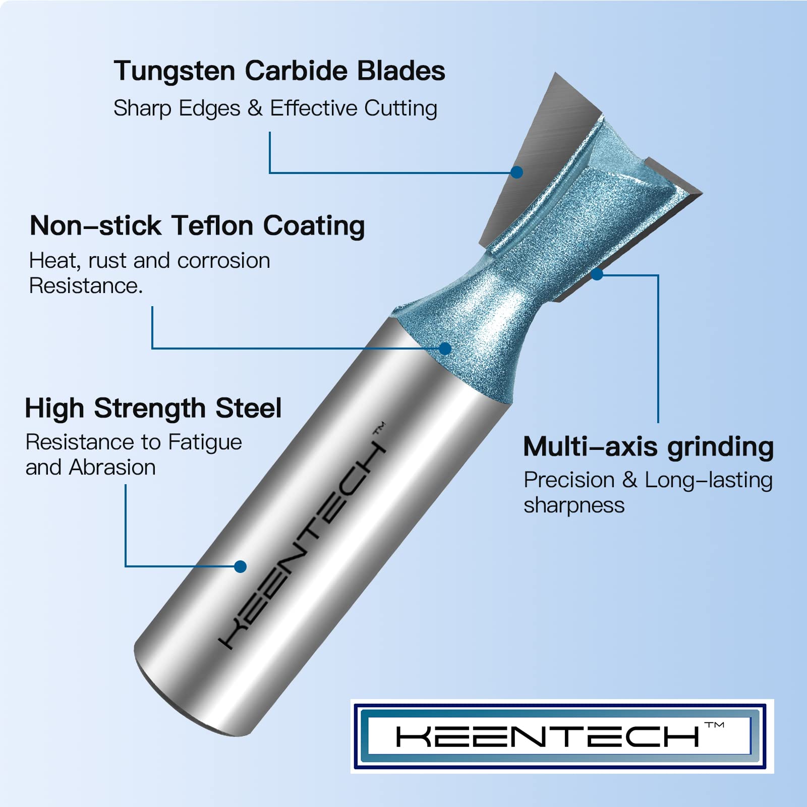 Snapklik.com : KEENTECH Router Bits, Carbide Tipped 8-Degree Dovetail ...