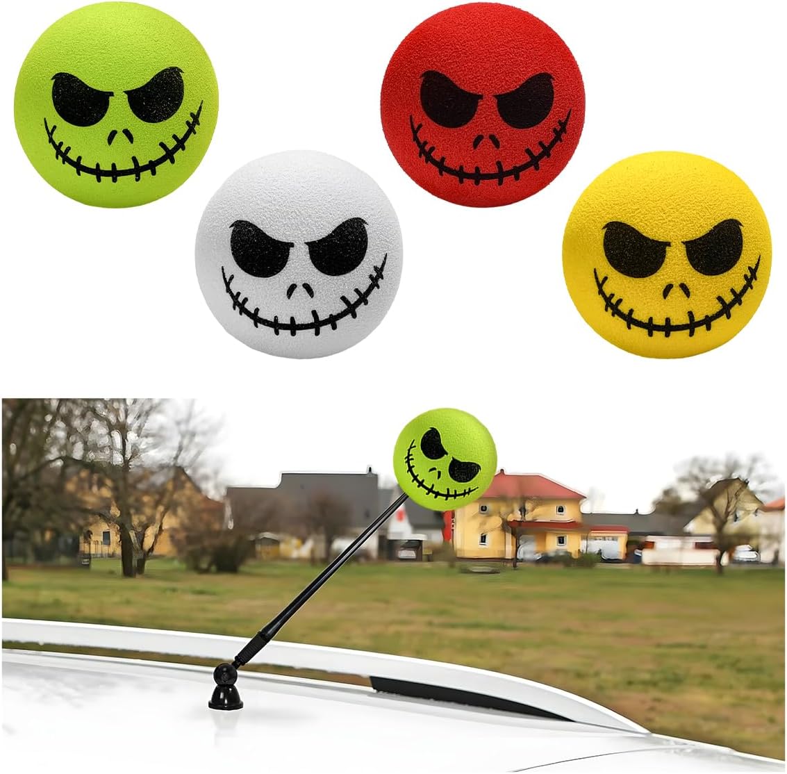 Amazon.com: DXNQ 4 PCS Car Antenna Toppers, Halloween Skull Smile Auto ...