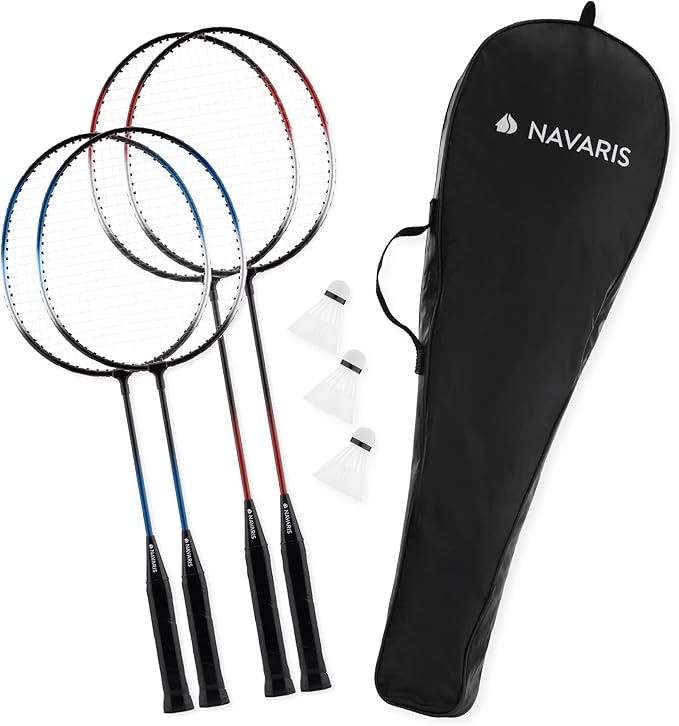 Navaris Family Badminton Set - Badminton Kit with 2 Rackets for Adults ...
