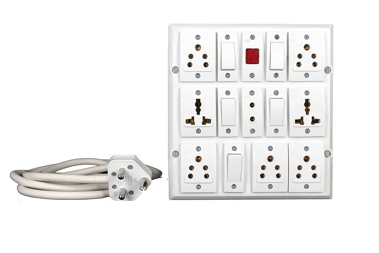 Bitcorp Extension Box 6A 10A 13A 8 Socket 5 Switch (2000W) Surge ...