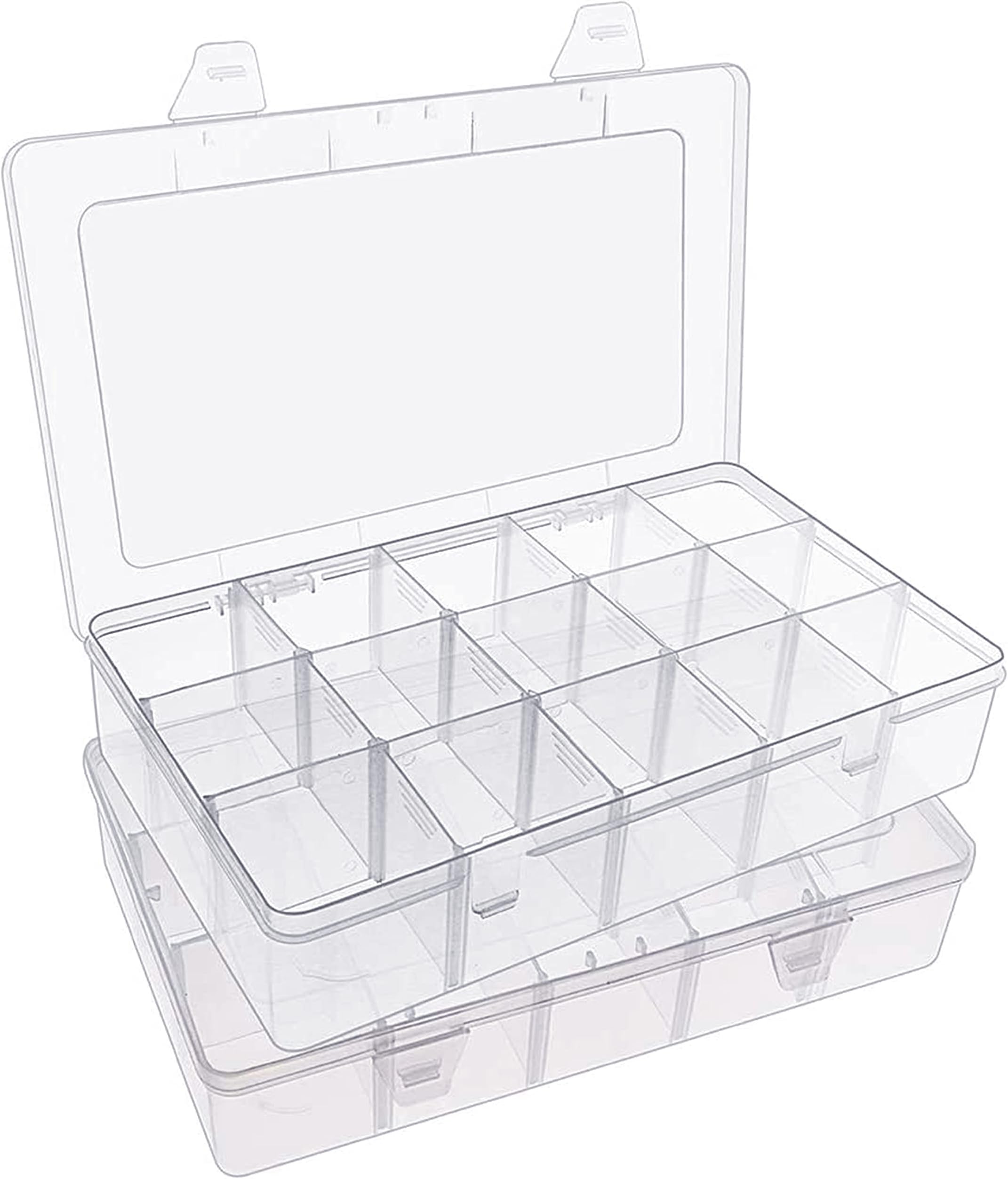 Amazon.com: Clear 12 Compartment Hinged Plastic Box - 4 Pieces