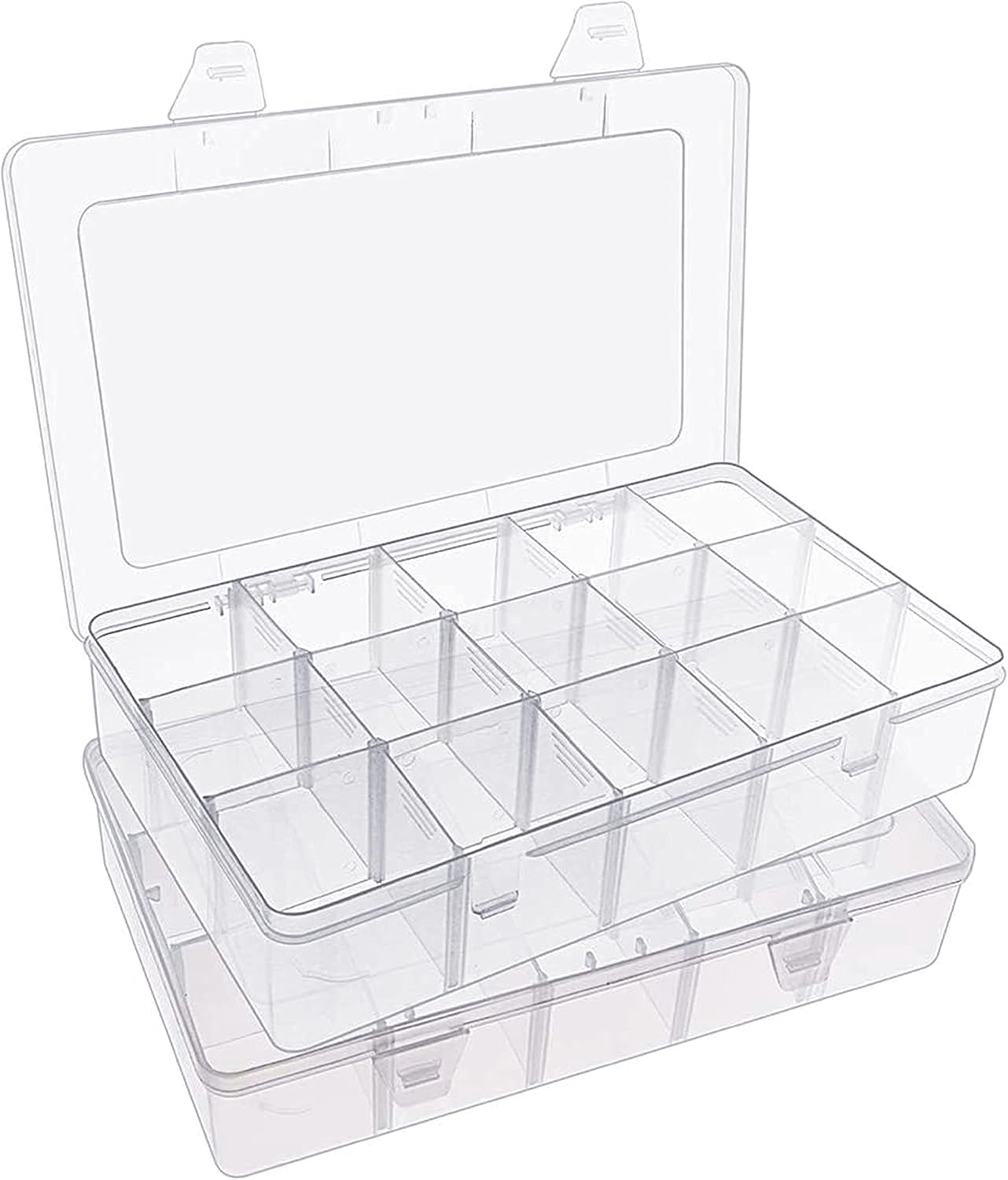 SGHUO 2 Pack 15 Girds Clear Plastic Organizer Box Storage for Washi ...
