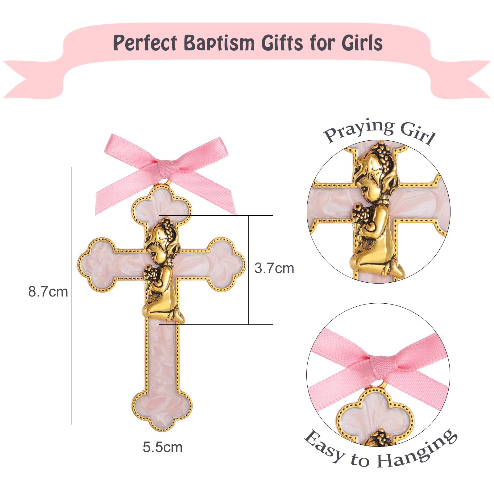 Snapklik.com : Baptism Gifts For Girls Pink Enamel Baby Wall Cross ...