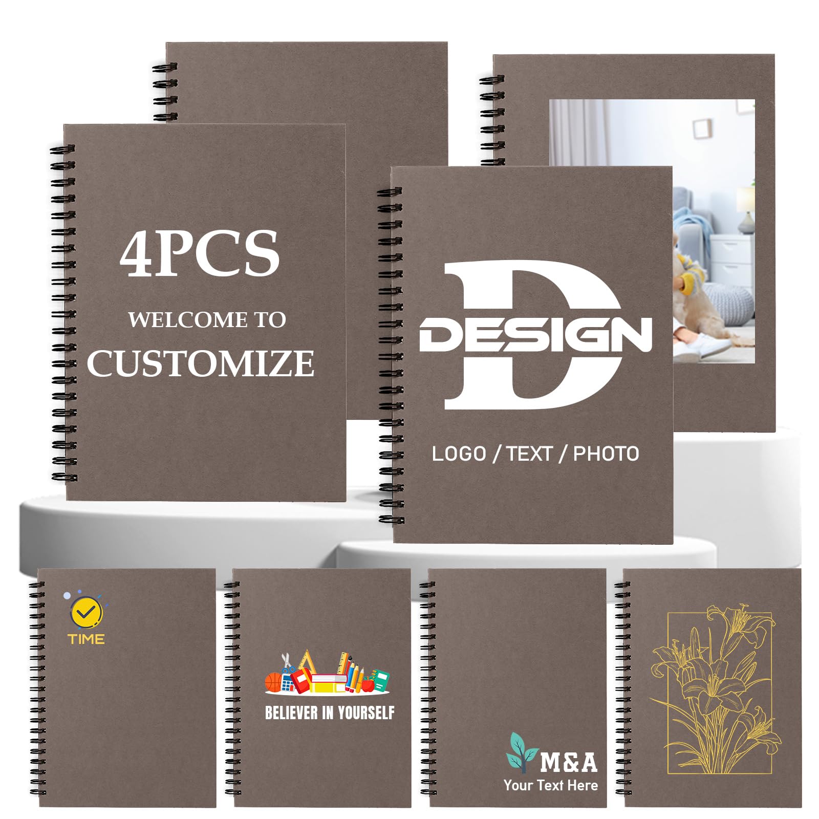 Amazon.com : Custom Spiral Notebook - Upload Your Own Photo/Logo/Text ...