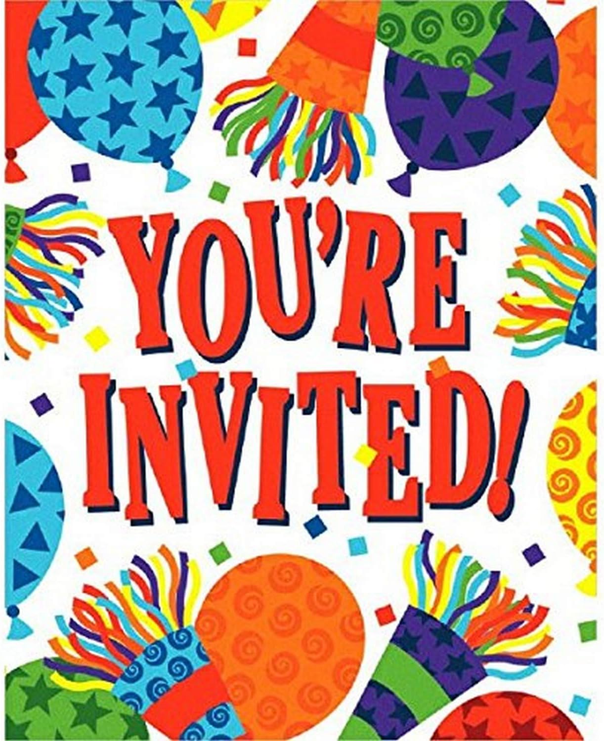 Amazon.com: Amscan, Birthday Horns Postcard Invitations, Multicolor ...