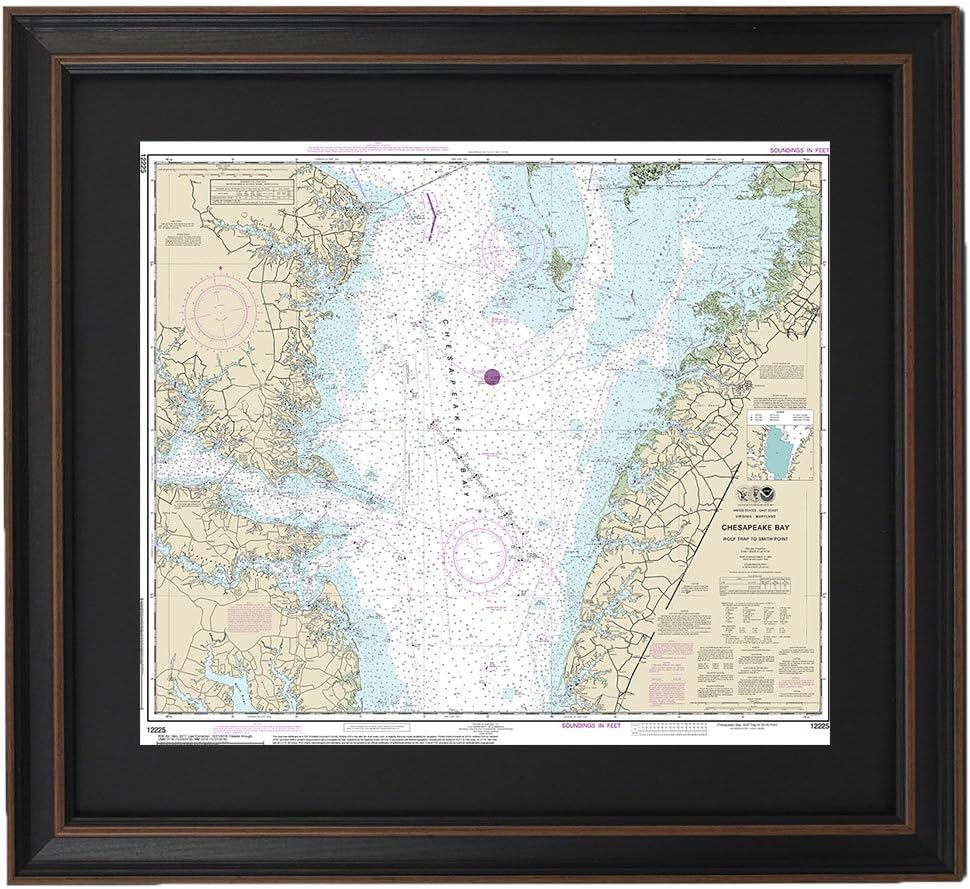 Amazon.com: Framed Nautical Chart 12225 : Chesapeake Bay, Wolf Trap to ...