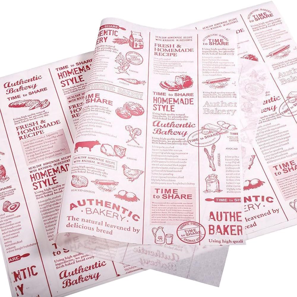 Amazon.de: 100 Stück Deli Papierblätter, 38×25cm Pommes Papier, Burger ...