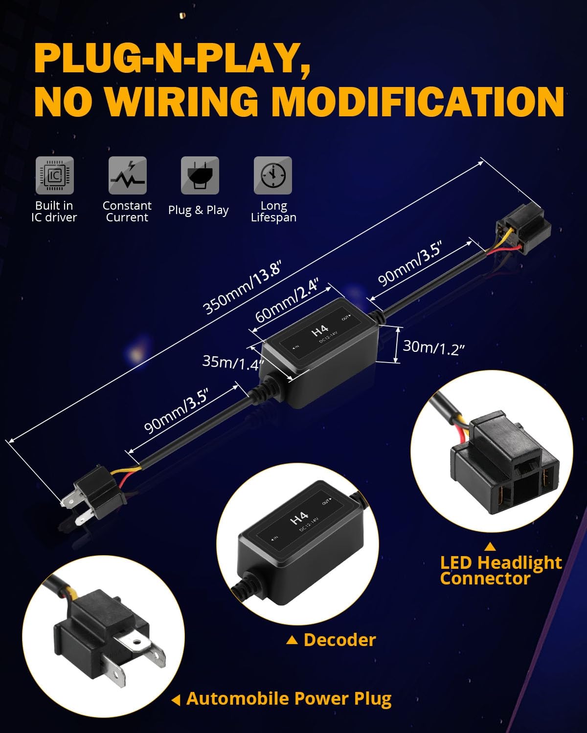 Snapklik.com : 60W H4 9003 Load Resistors, Fix LED Conversion ...