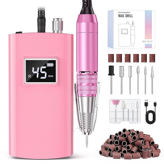 Amazon.com: Beloving Portable Nail Drill Professional, 45000RPM ...