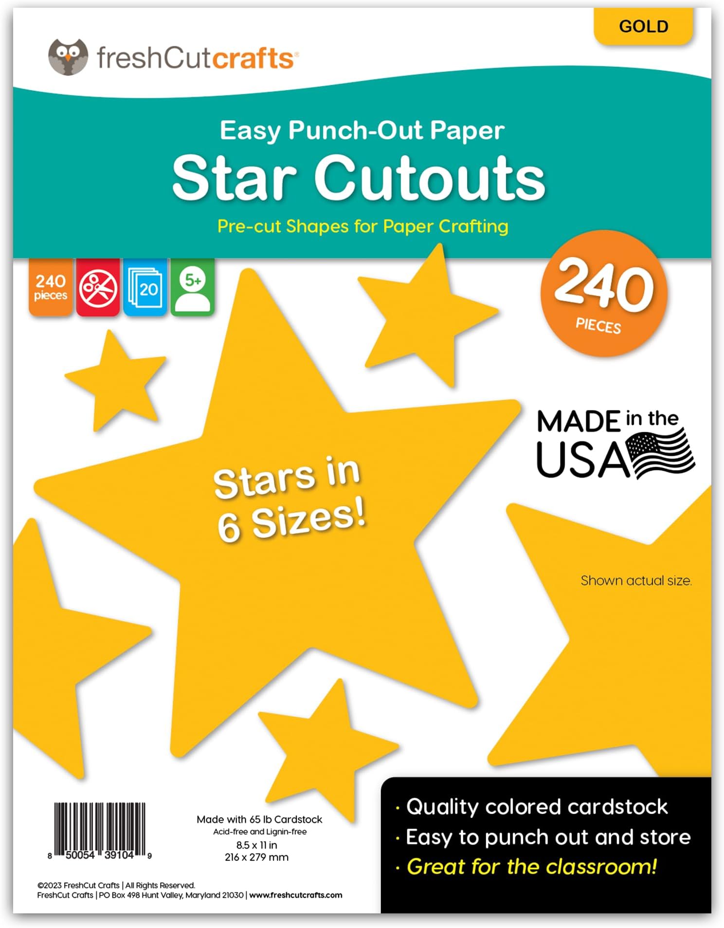 Amazon.com: 240 Pieces Star Cutouts, 2-Sided US Made Card Stock Punch ...