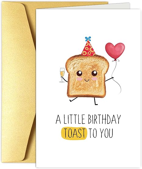 Amazon.com: Obbyidk Funny Pun Toast Birthday Card, Cute Bread Birthday ...