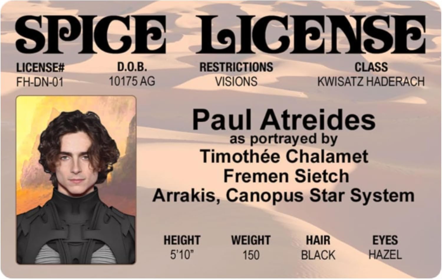 Amazon.com: Signs 4 Fun Parody Driver’s License | Paul Atreides – Dune ...