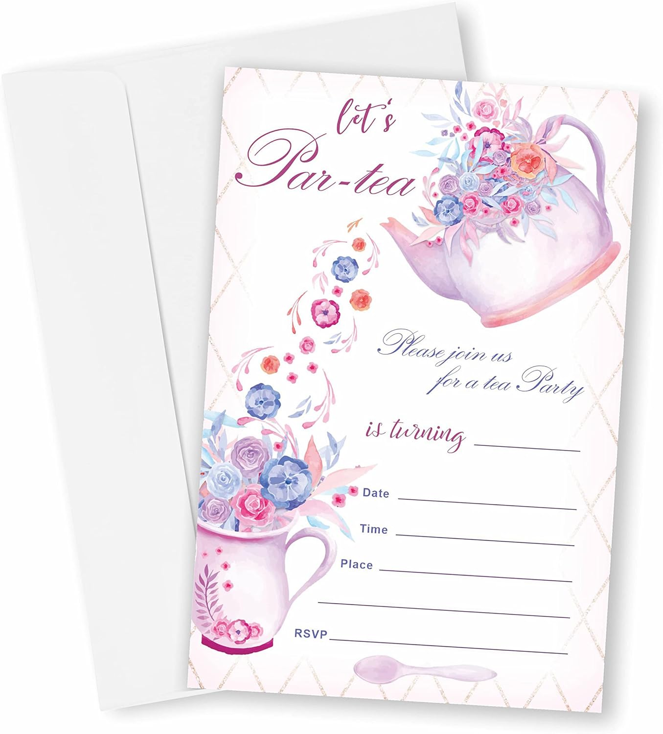 Amazon.com : Tea Party Birthday Invitations, Par-tea Birthday Party ...