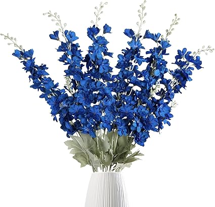 Amazon.com: IPOPU Delphinium Artificial Flowers Royal Blue Fake Flowers ...