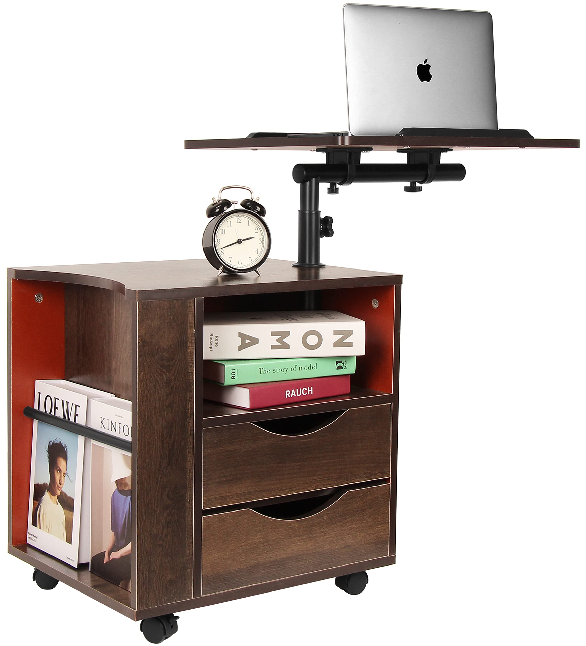 DANSION Bedside Table Workstation, Adjustable Swivel Tilt Wooden ...