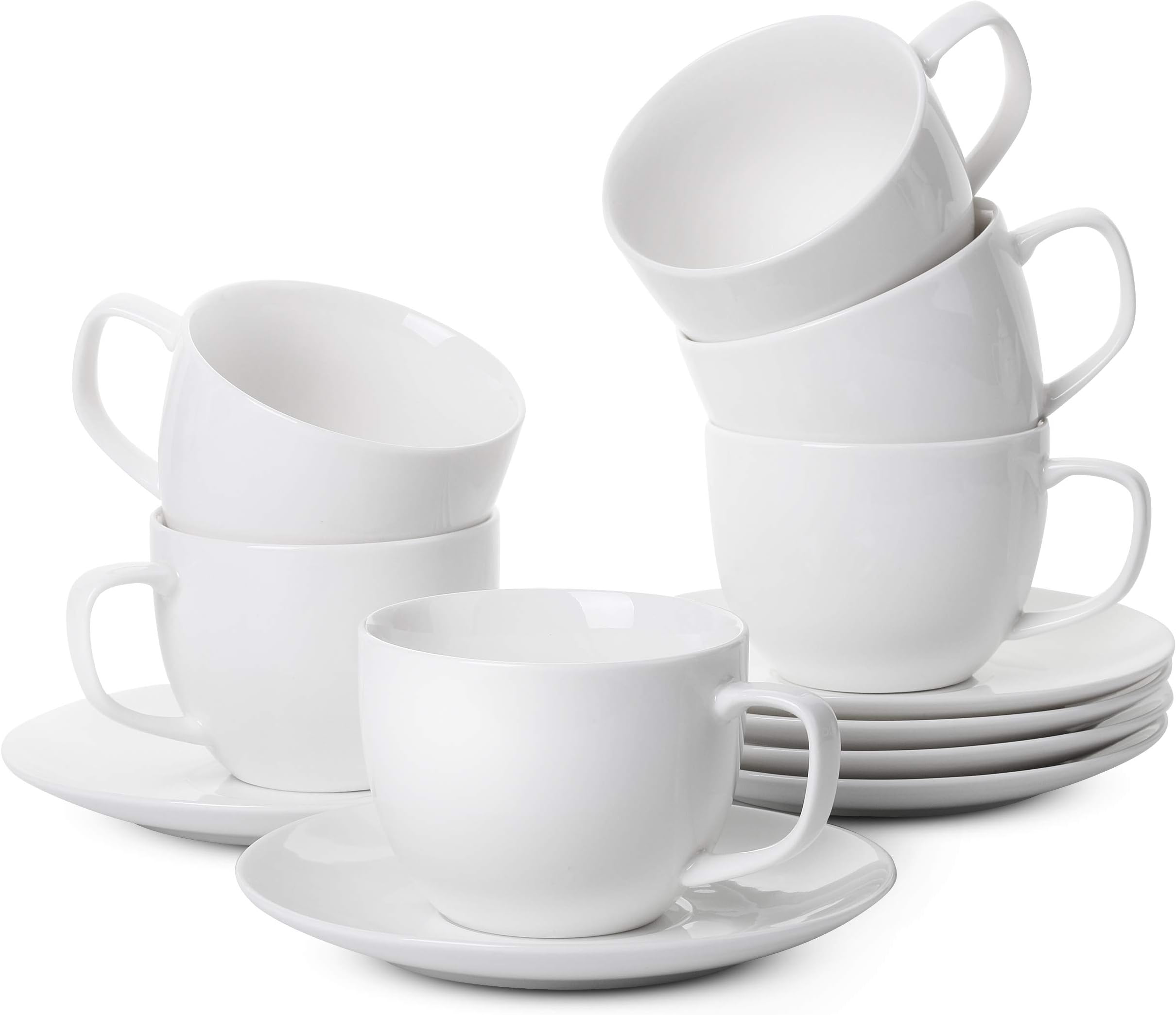 Amazon.com | Elegant 4-Piece White Ceramic Coffee Cups and Saucers Set ...