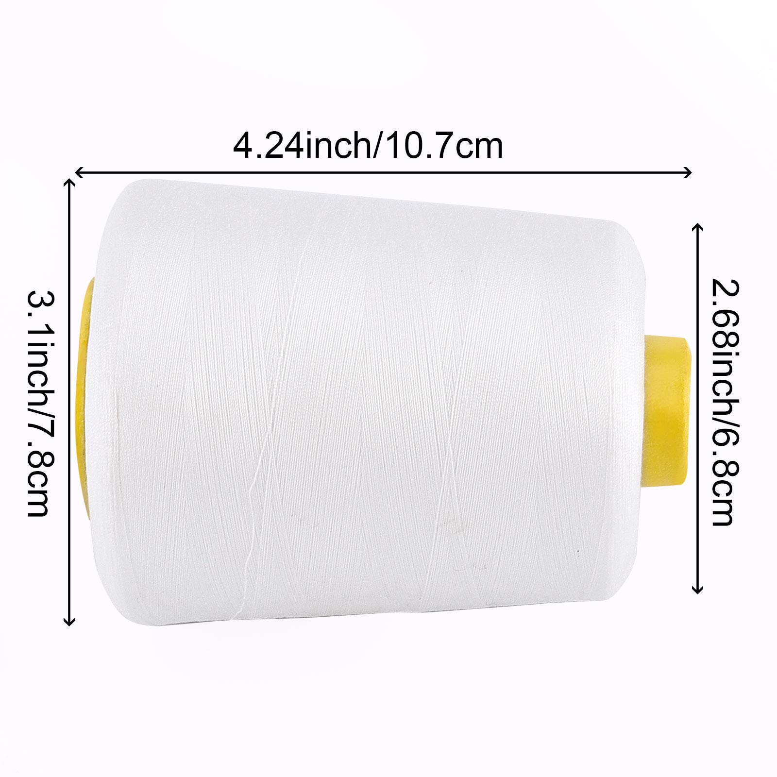 Snapklik.com : ZEONHEI 8 Pack 64000 Yards White Serger Sewing Thread Cones