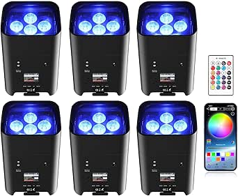 Amazon.com: 6Pcs Battery Powered Uplights Rechargeable Par Can 6x18W ...